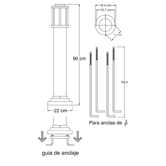 BOLARDO DEL RIO 90 ALUMINIO - FIAMMA
